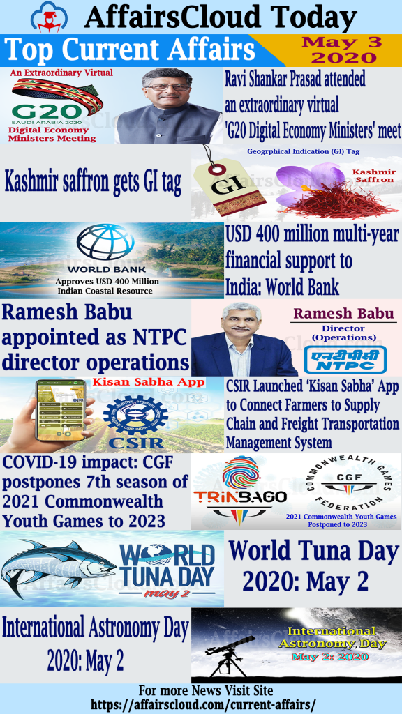 Top Current Affairs 3 May 2020