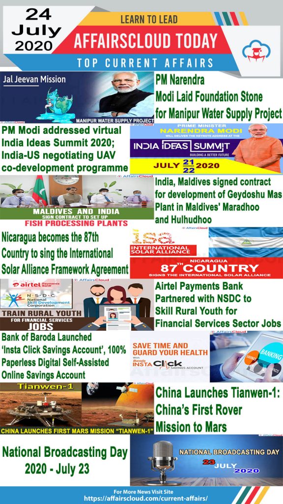 Top Current Affairs 24 July 2020