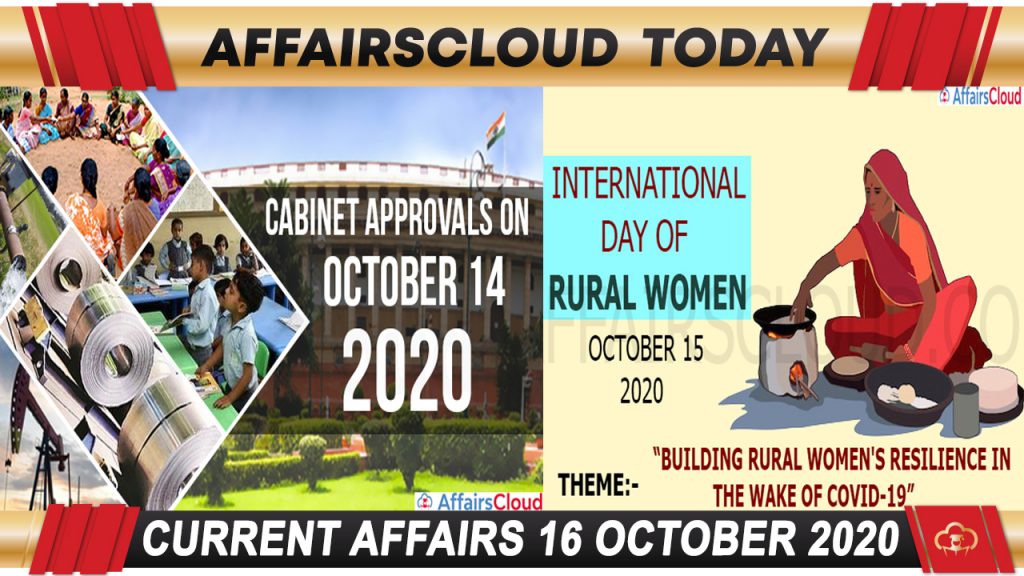 Top Current Affairs 16 October 2020