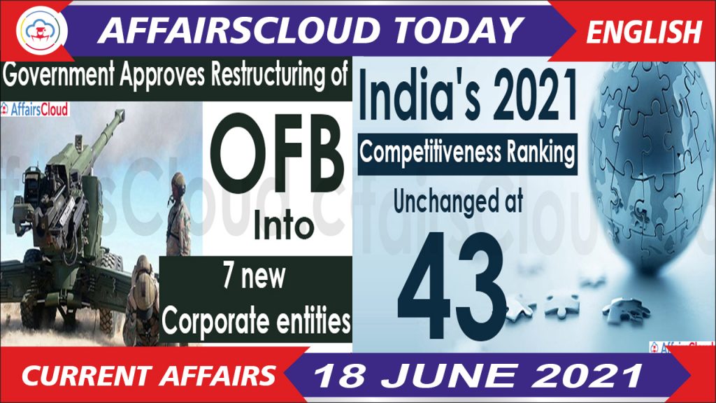 Top Current Affairs 18 June 2021