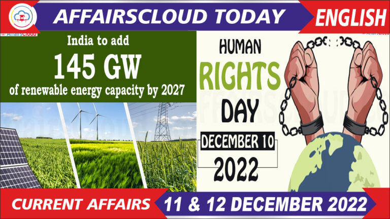 Current Affairs 11 & 12 December 2022