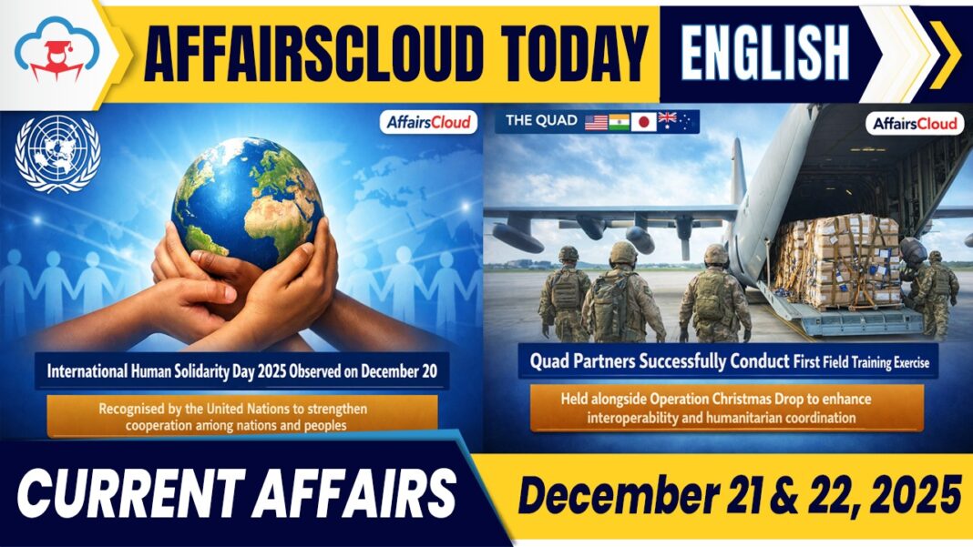 Current Affairs 21 & 22 December 2025
