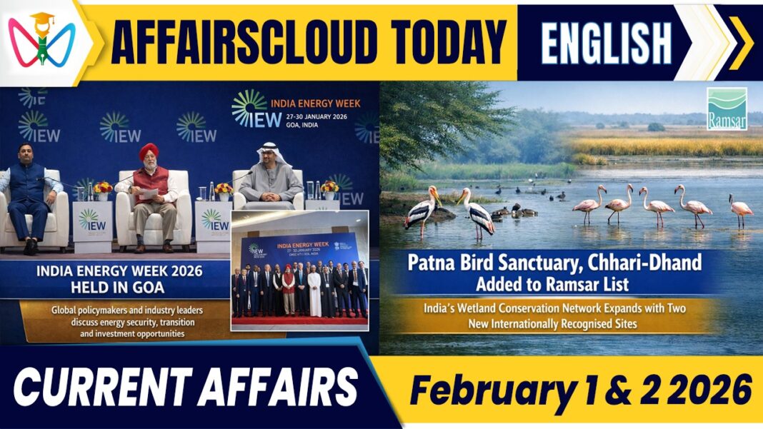 Current Affairs 1 & 2 February 2026